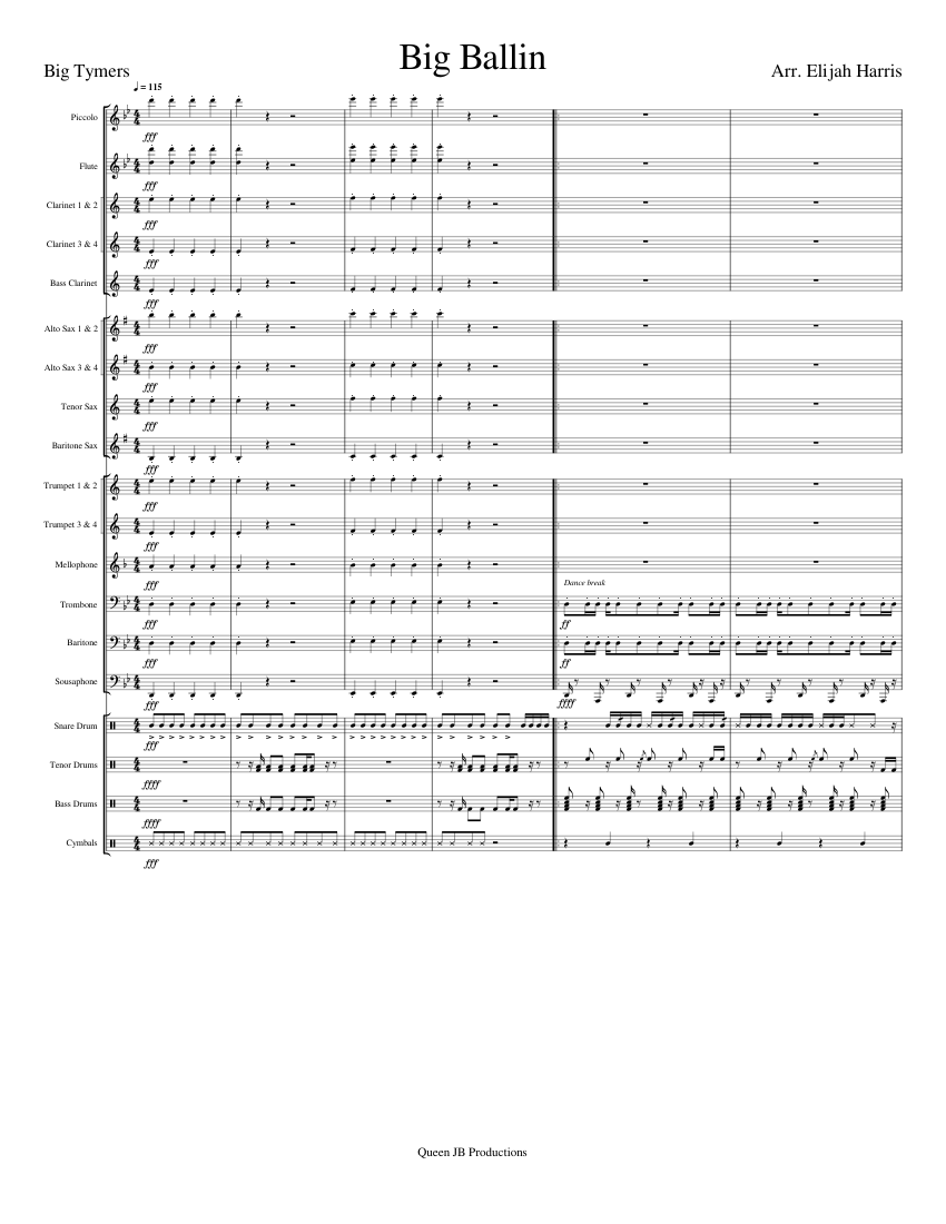 Big Ballin Wrhs Big Ballin- Big Tymers Sheet music for Trombone, Tuba ...