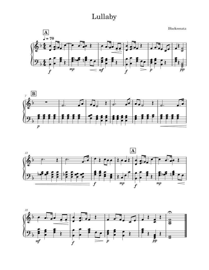 Lullaby Sheet music for Piano (Solo) Easy | Musescore.com