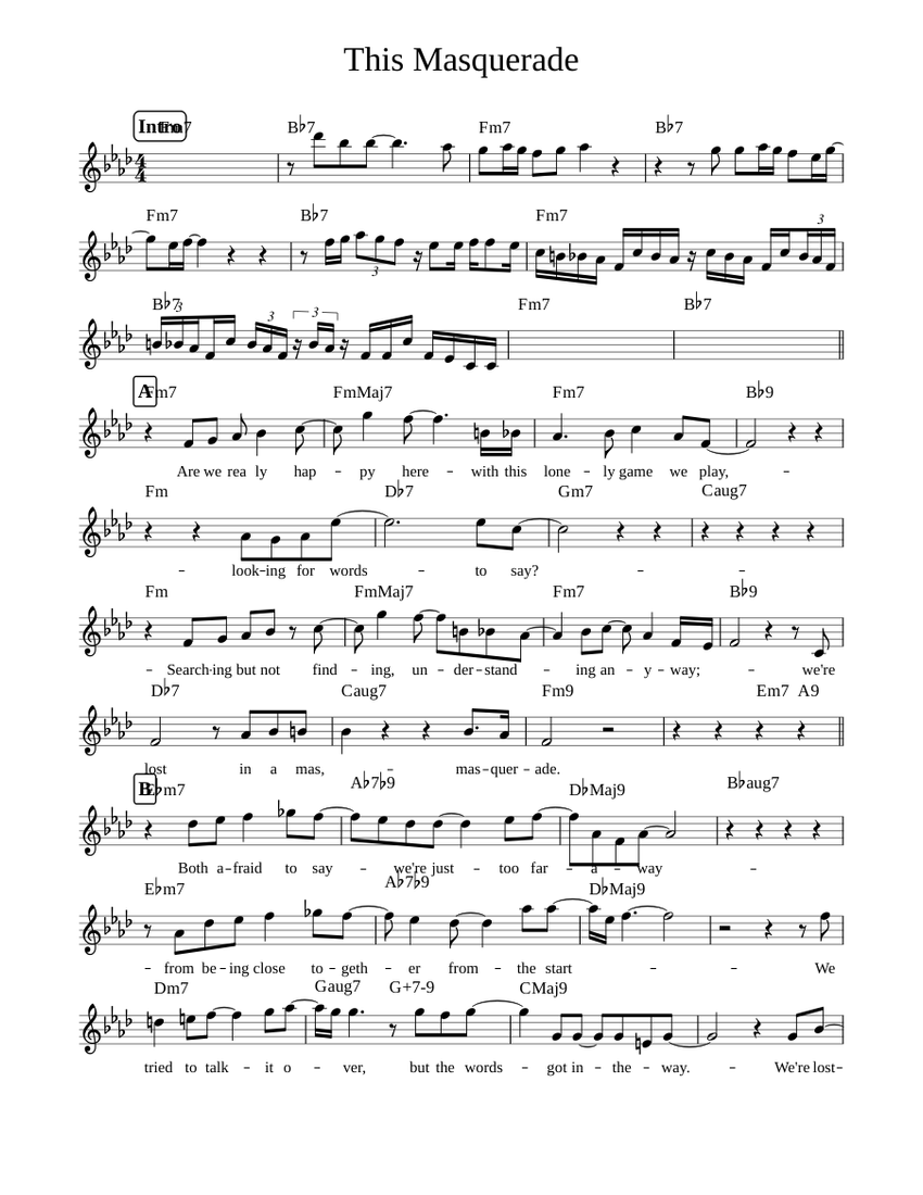 this masquerade Sheet Music with Chords for Vocals (Solo) | MuseScore.com