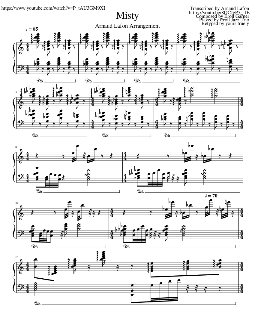 Original "Misty" by Eroll Garner [WIP] Sheet music for Piano (Solo ...