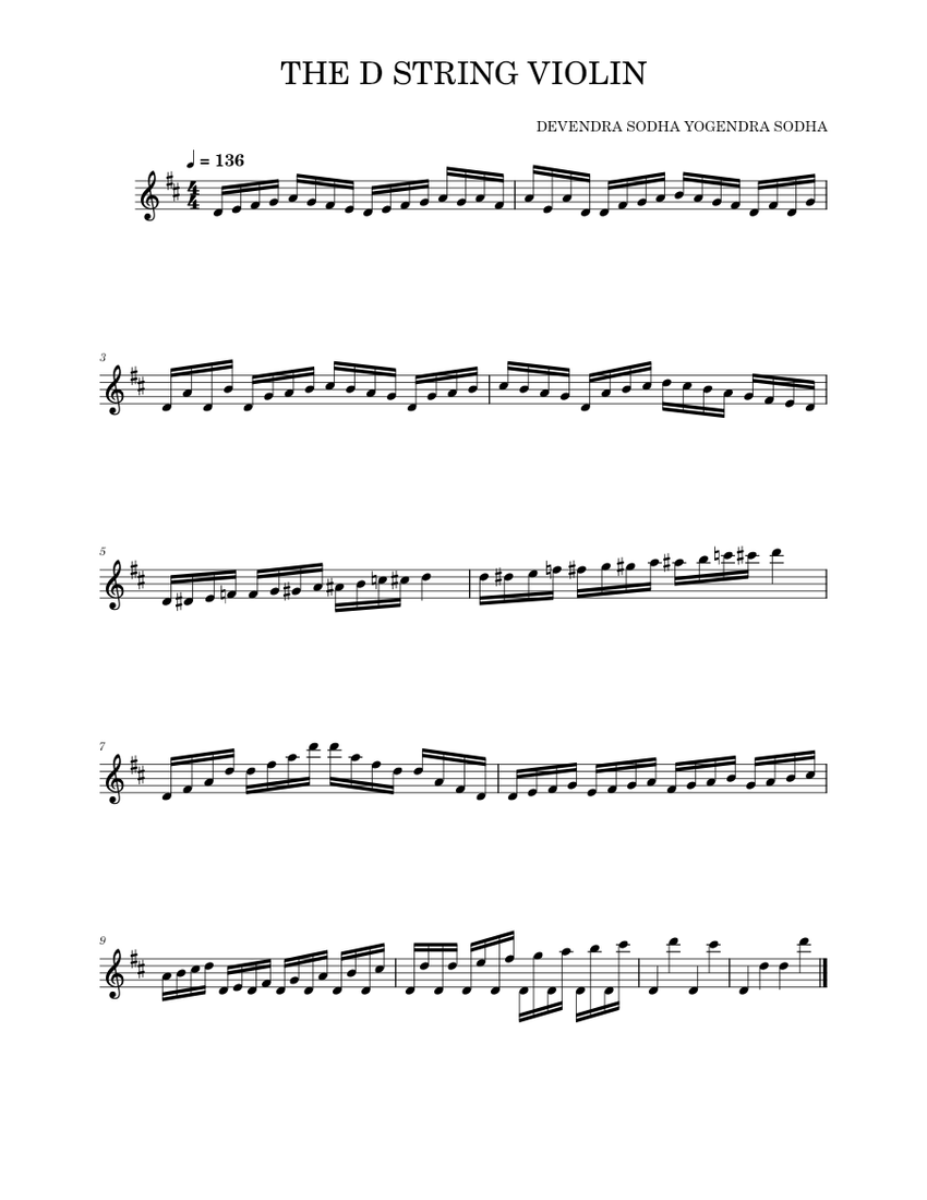 THE D STRING VIOLIN Sheet Music for Piano (Solo) Easy | MuseScore.com