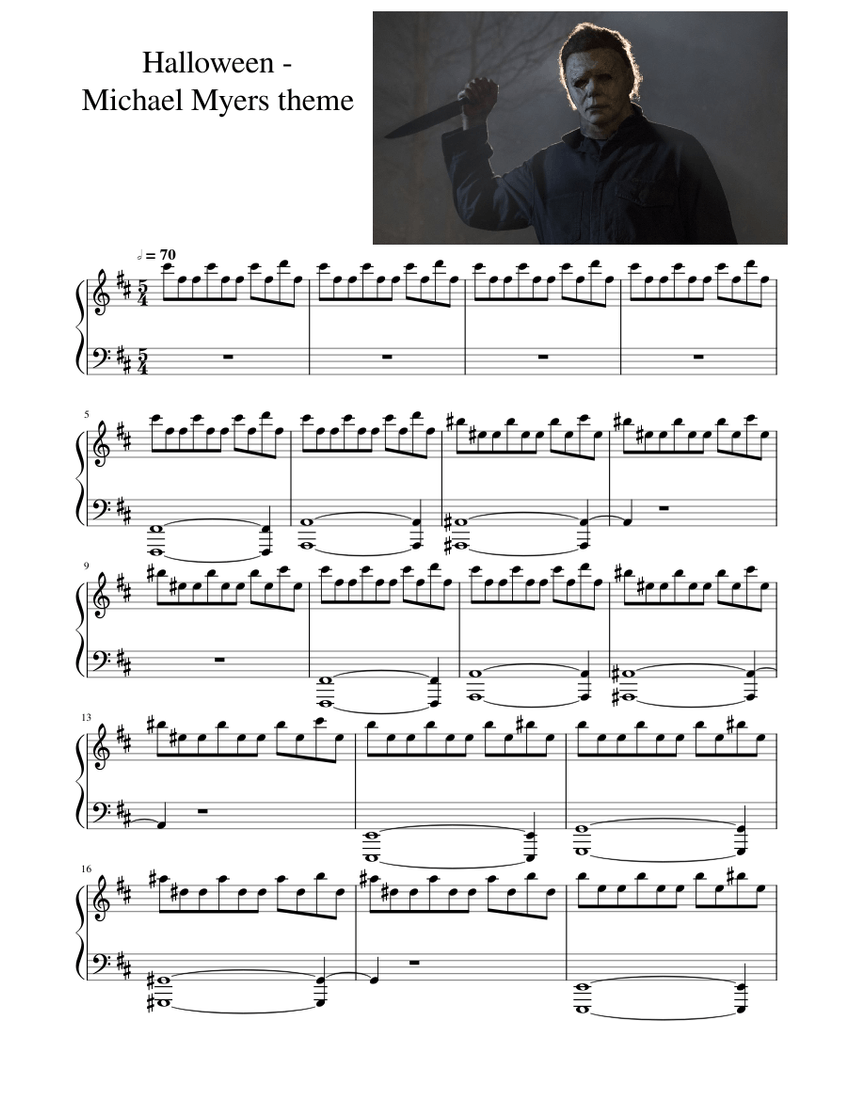 Halloween - Michael Myers theme Sheet Music for Piano (Solo) Easy ...
