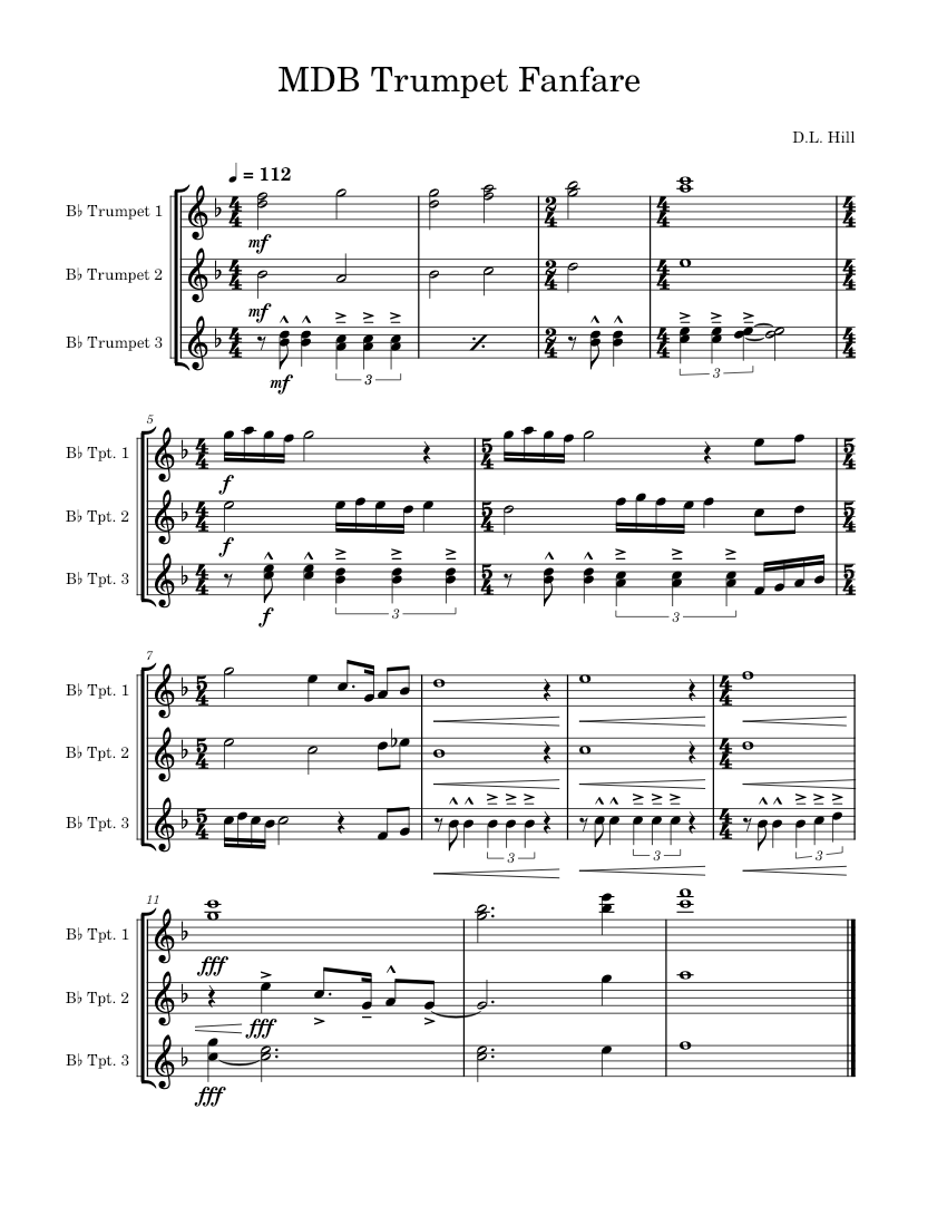 MDB Trumpet Fanfare - piano tutorial