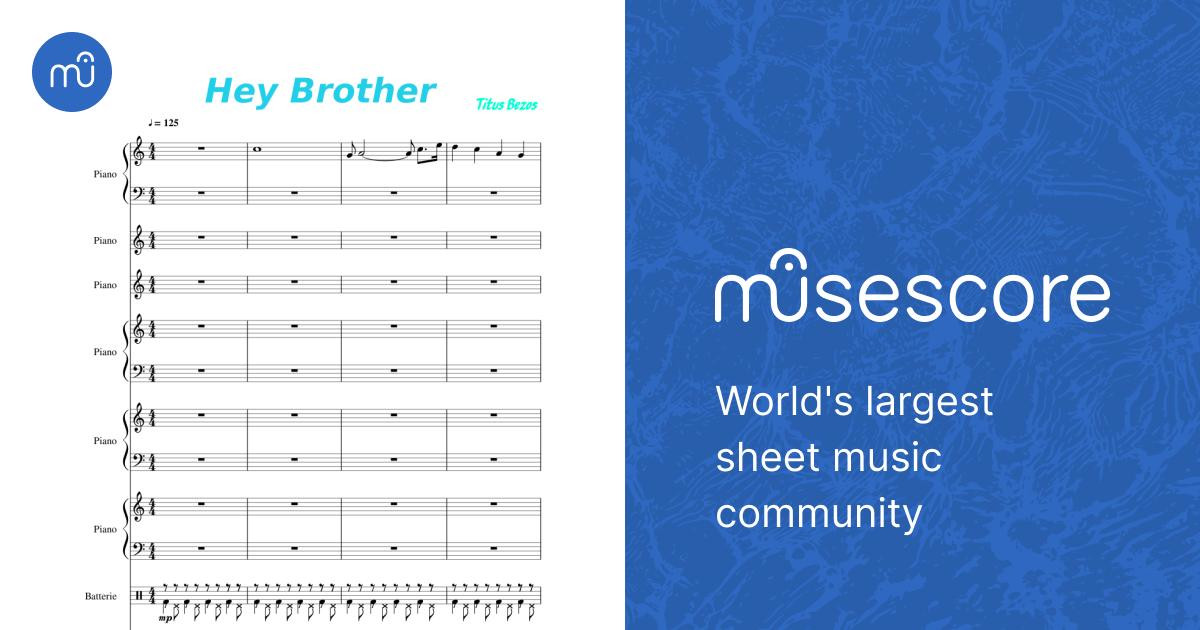 Hey Brother Sheet Music for Piano, Drum group (Mixed Ensemble ...