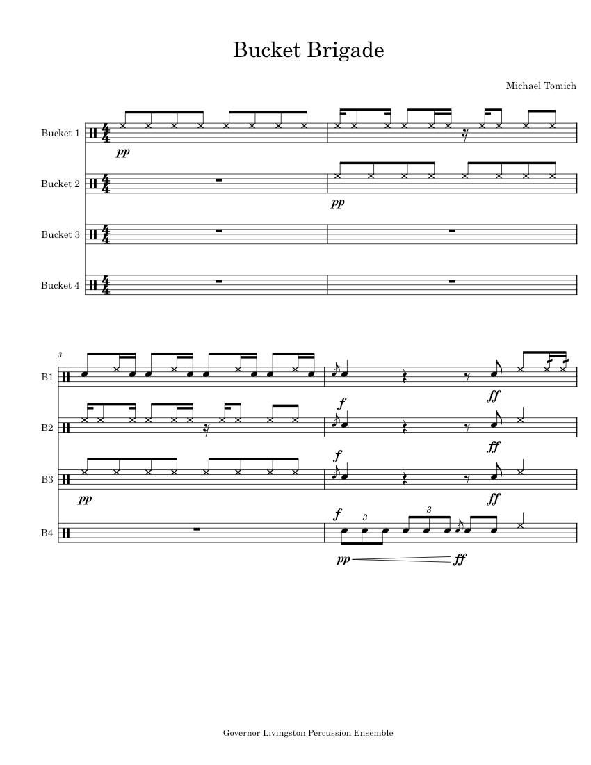 Bucket Brigade Sheet Music for Drum group (Percussion Ensemble ...