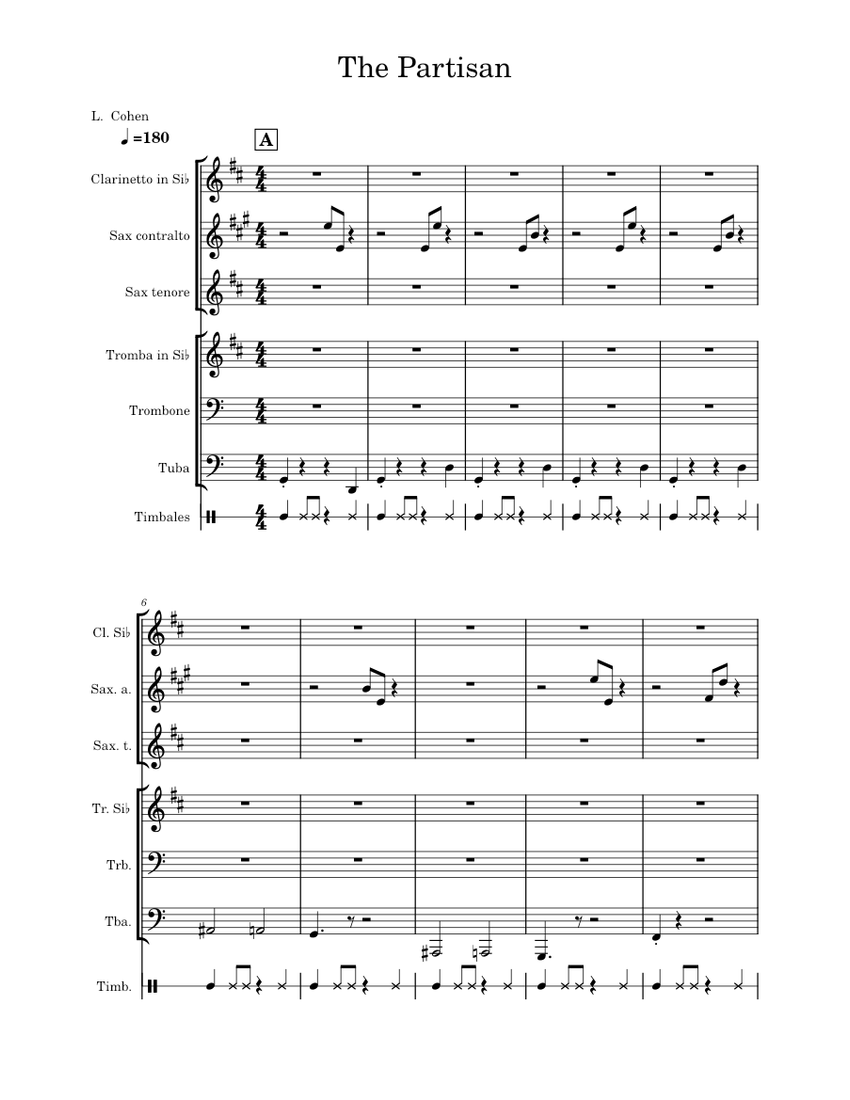 The Partisan Sheet music for Trombone, Tuba, Clarinet in b-flat ...