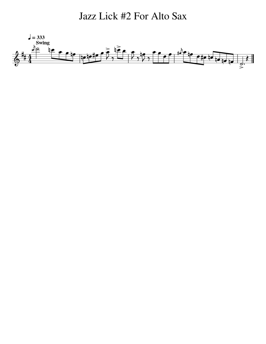 Jazz Lick #2 [Alto Sax] Sheet Music for Saxophone alto (Solo ...