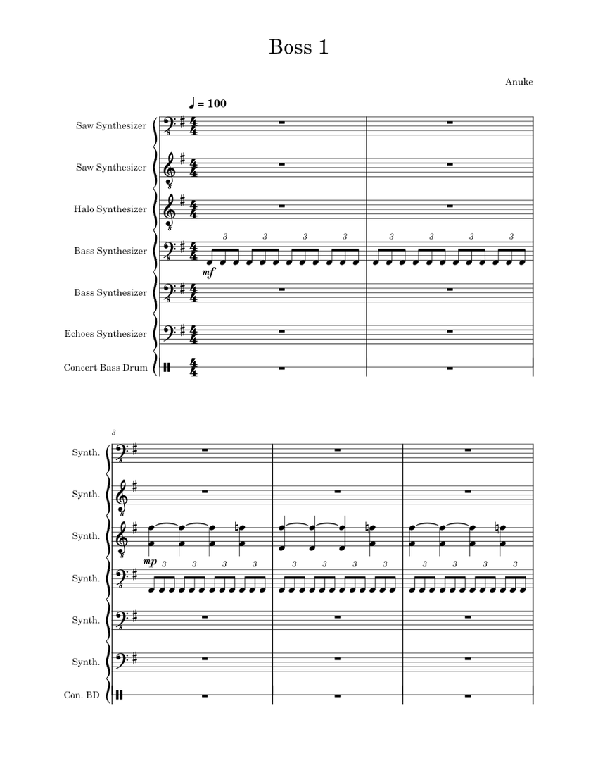Boss 1 – Anuke (Mindustry Boss Theme 1) Sheet Music for Bass guitar ...