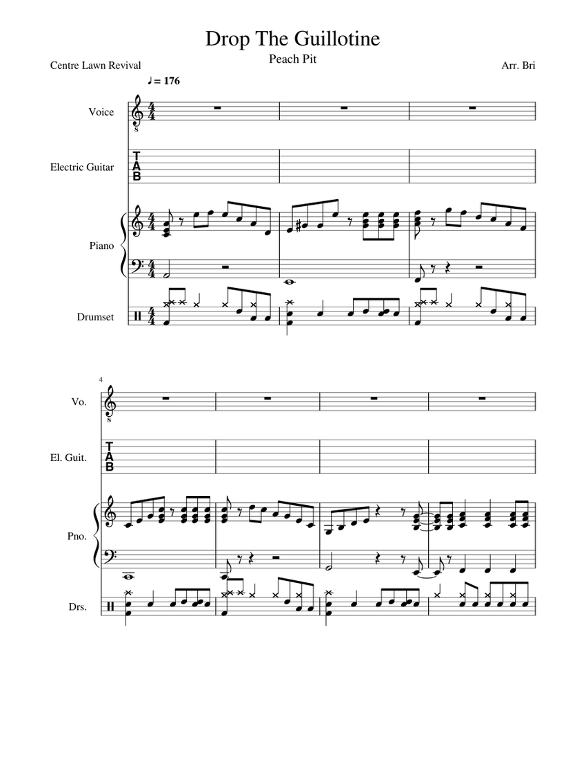 Drop The Guillotine WIP Sheet Music and Tab for Piano, Oboe, Guitar ...