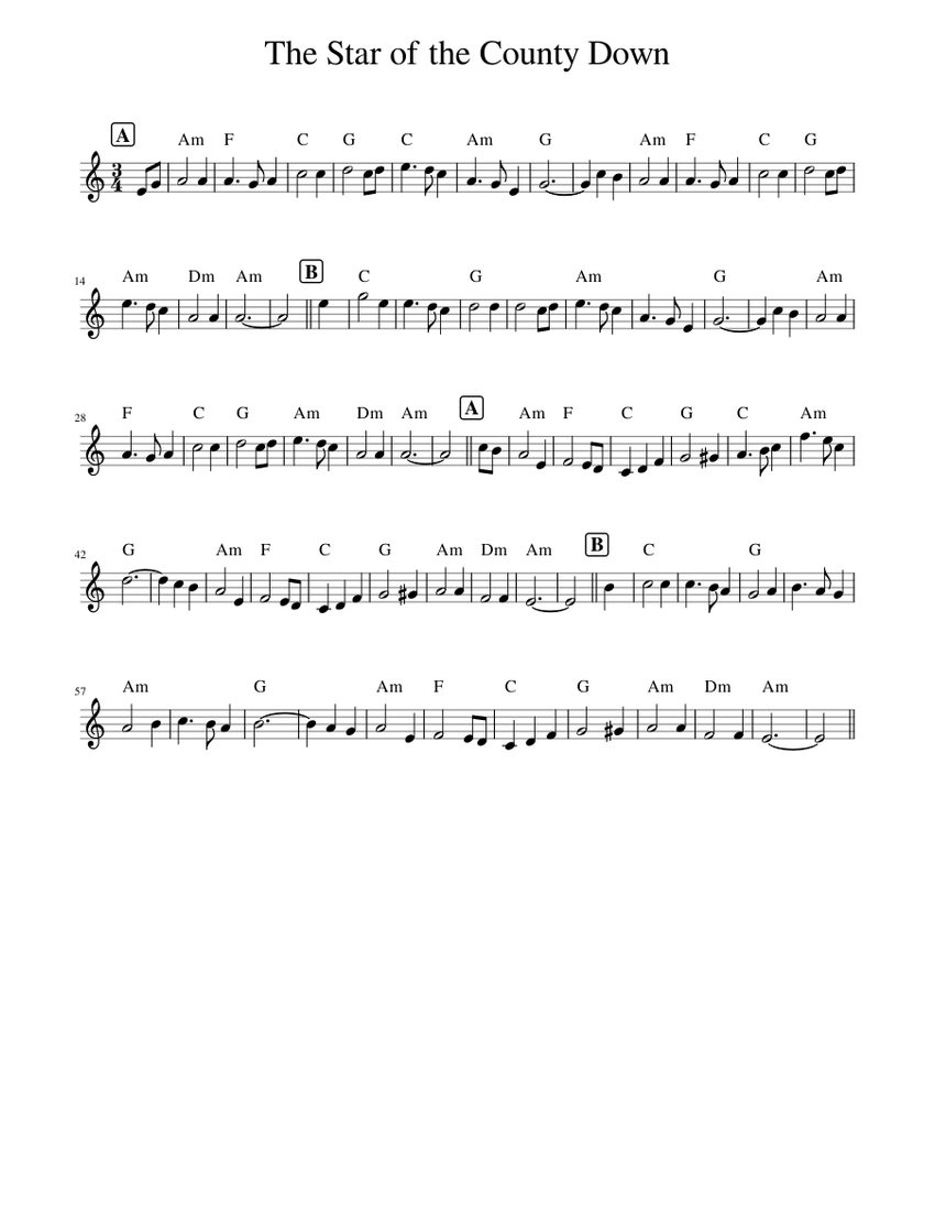 The Star of the County Down Sheet music for Piano (Solo) | Musescore.com