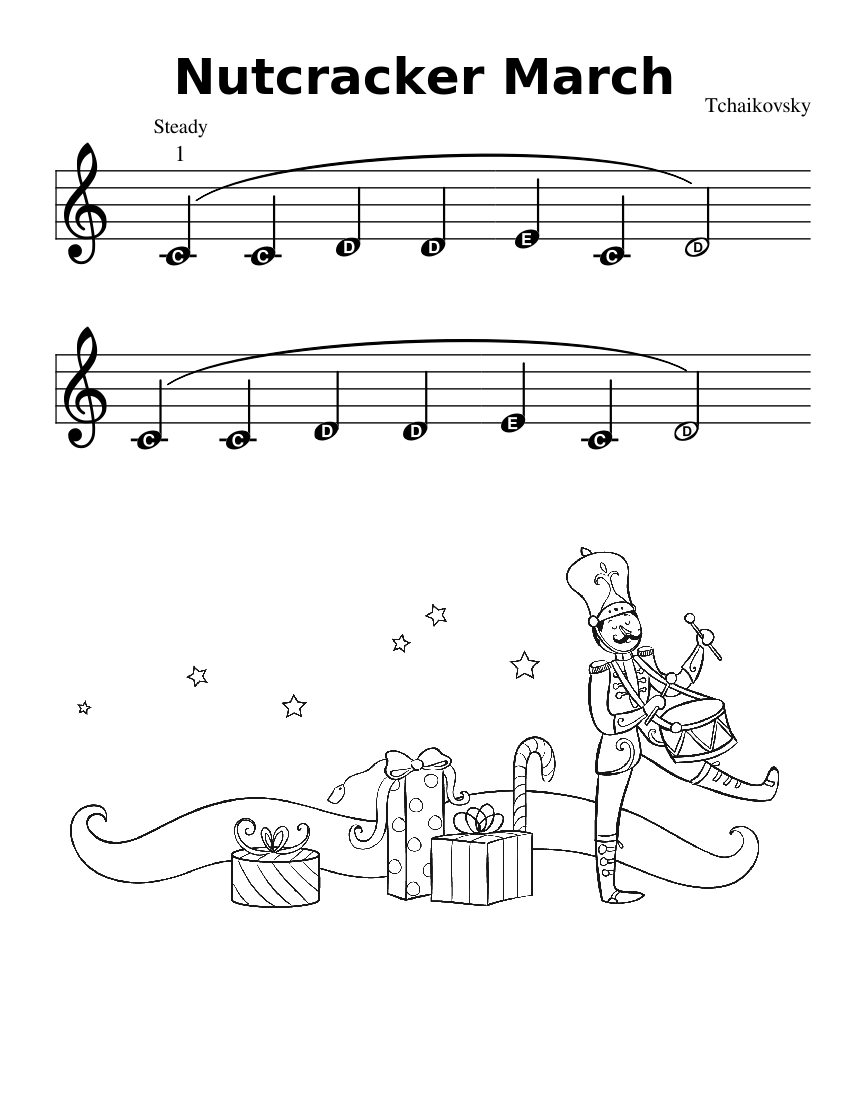Nutcracker March - Tchaikovsky - Easy Piano Sheet Music for Piano (Solo ...