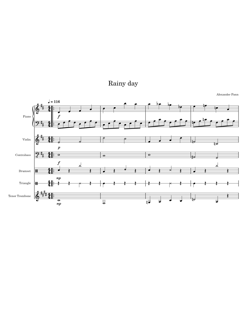 Rainy day - Alexander Pann Sheet music for Piano, Trombone tenor ...