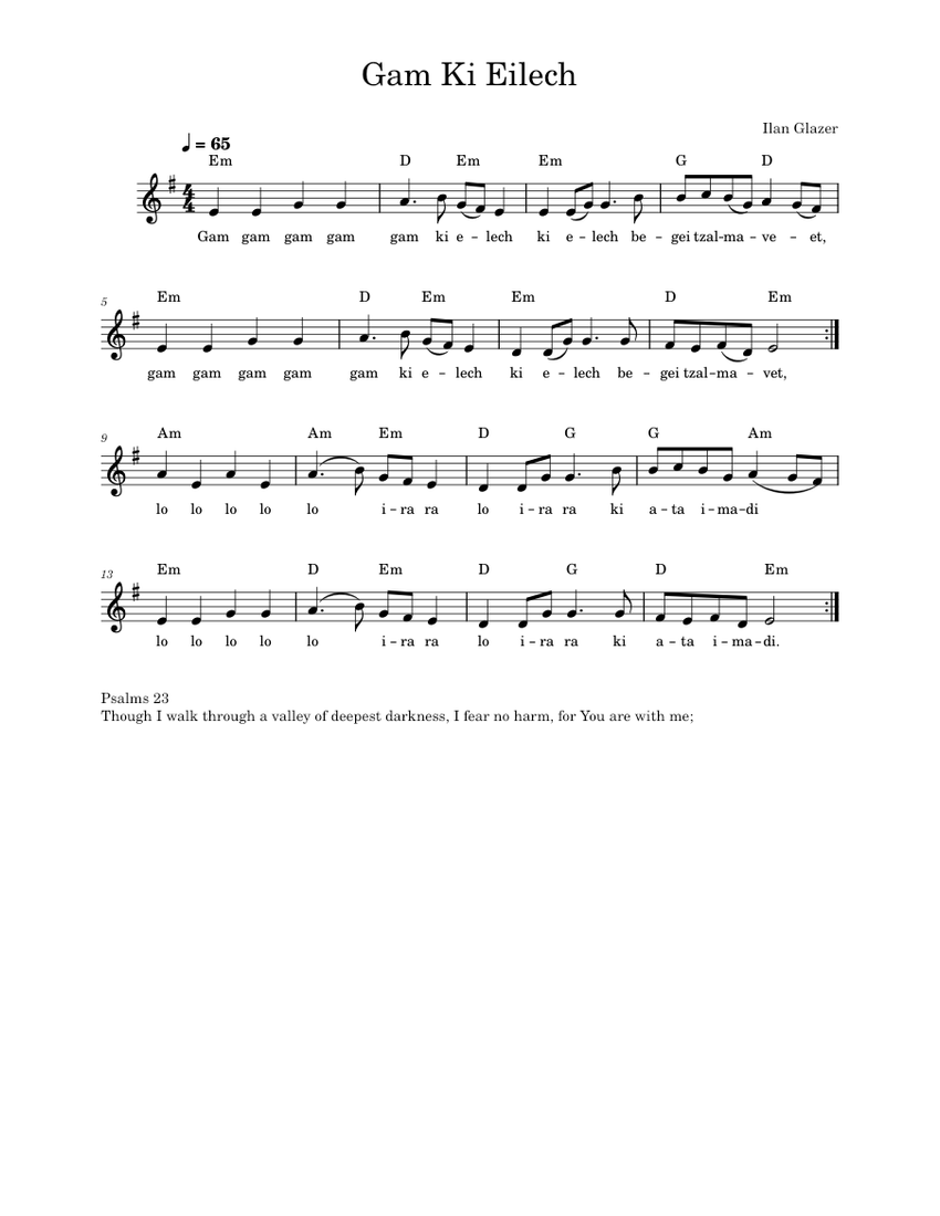 Gam Ki Elech – Ilan Glazer Gam Ki Elech Sheet music for Piano (Solo ...