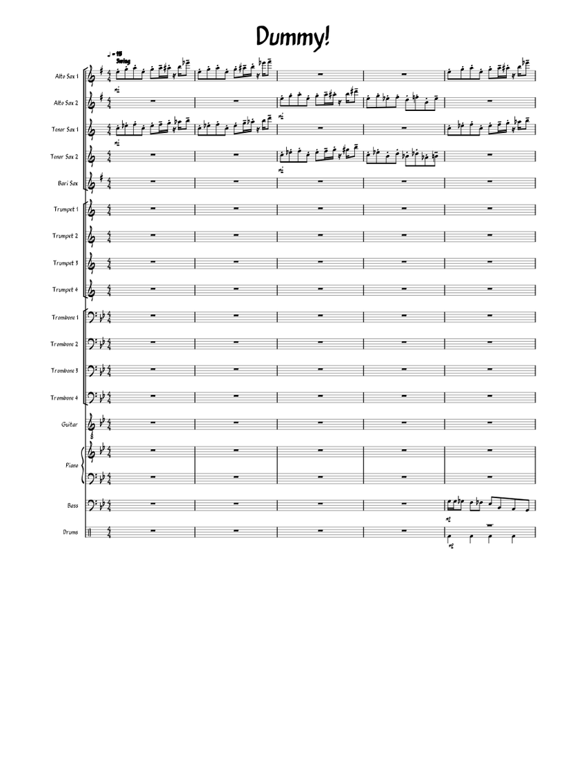 Dummy! - Undertale Big Band Cover Sheet music for Piano, Trombone ...