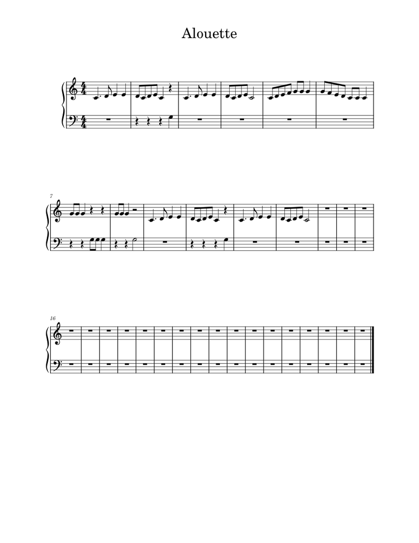 ALOUETTE – Trad. French Sheet music for Piano (Solo) Easy | Musescore.com