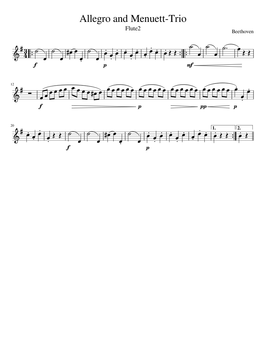 Allegro and Menuett-Trio Sheet Music for Flute (Solo) | MuseScore.com