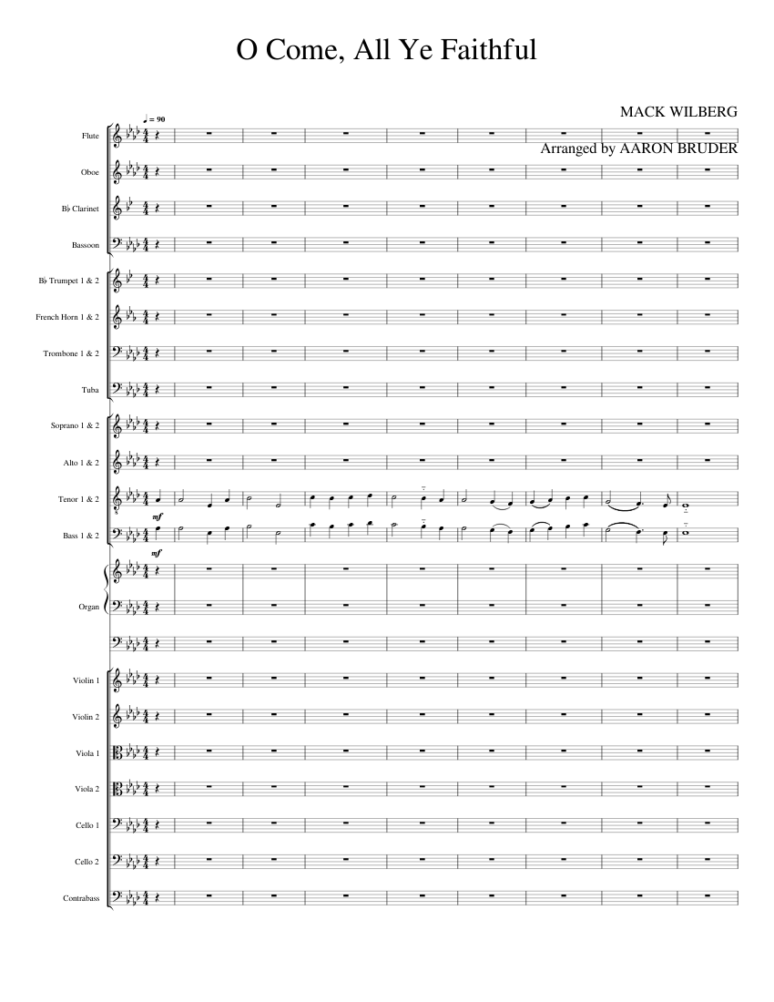 O Come, All Ye Faithful Sheet music for Trombone, Soprano, Alto, Tenor ...