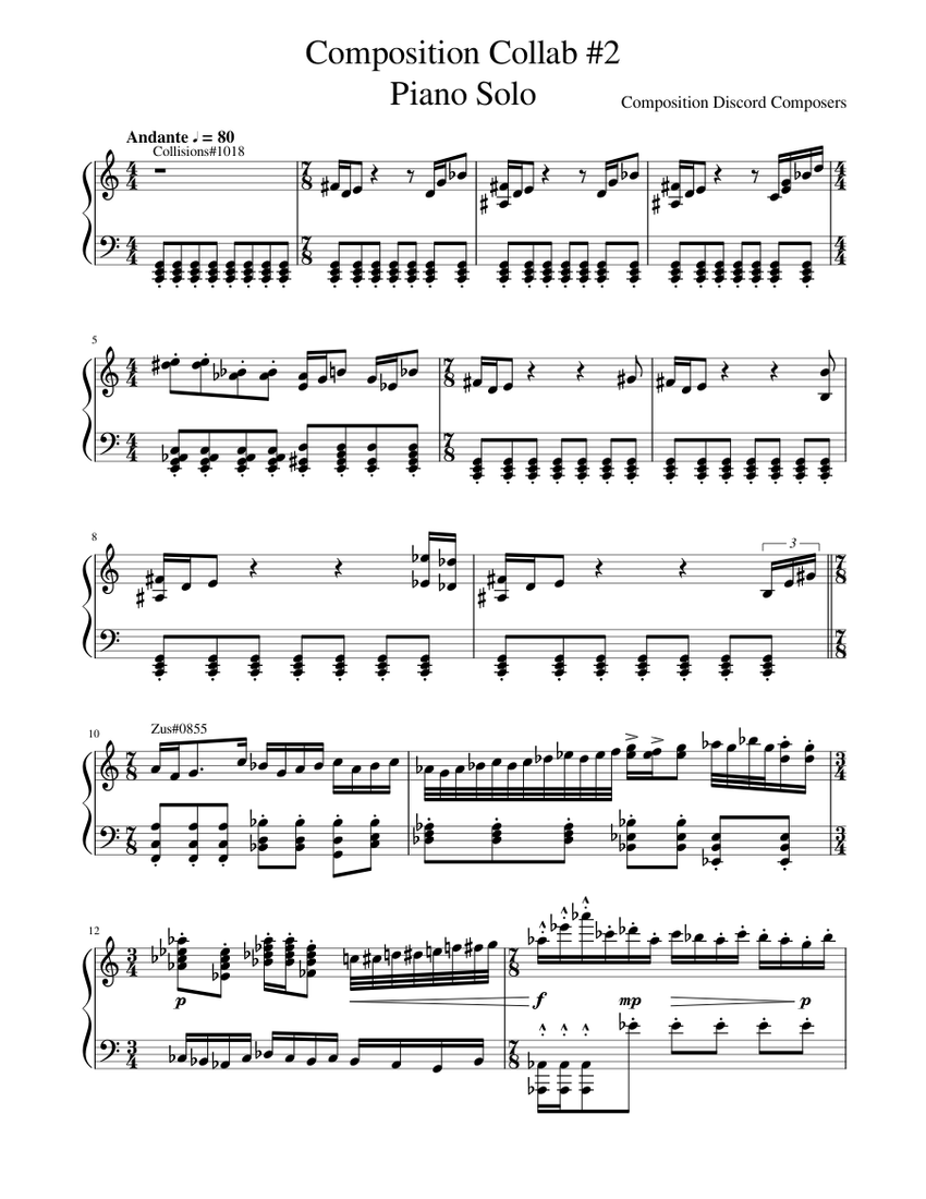 Composition Discord Collab #2: Piano Solo Sheet music for Piano (Solo ...