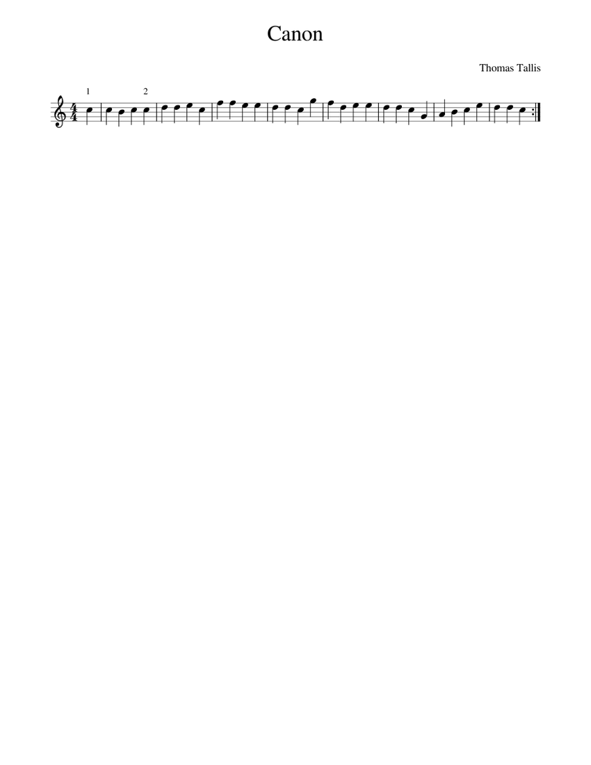 Thomas Tallis - Canon Sheet music for Piano (Solo) | Musescore.com