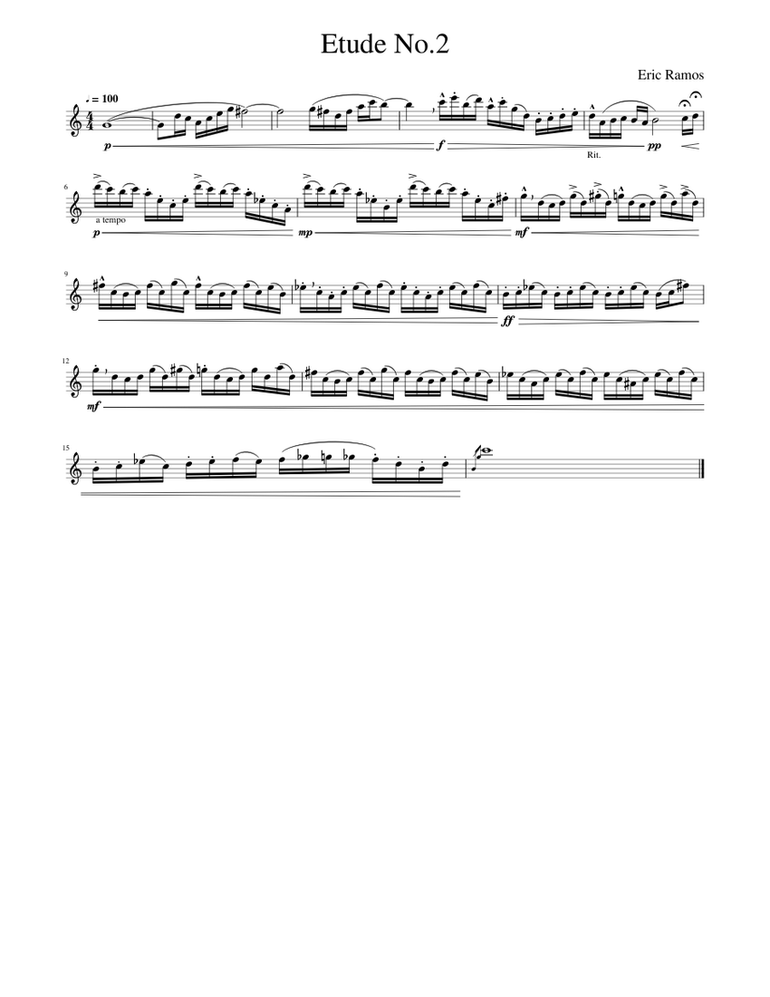 Flute Etude No.2. SF2 Sheet Music for Flute (Solo) | MuseScore.com