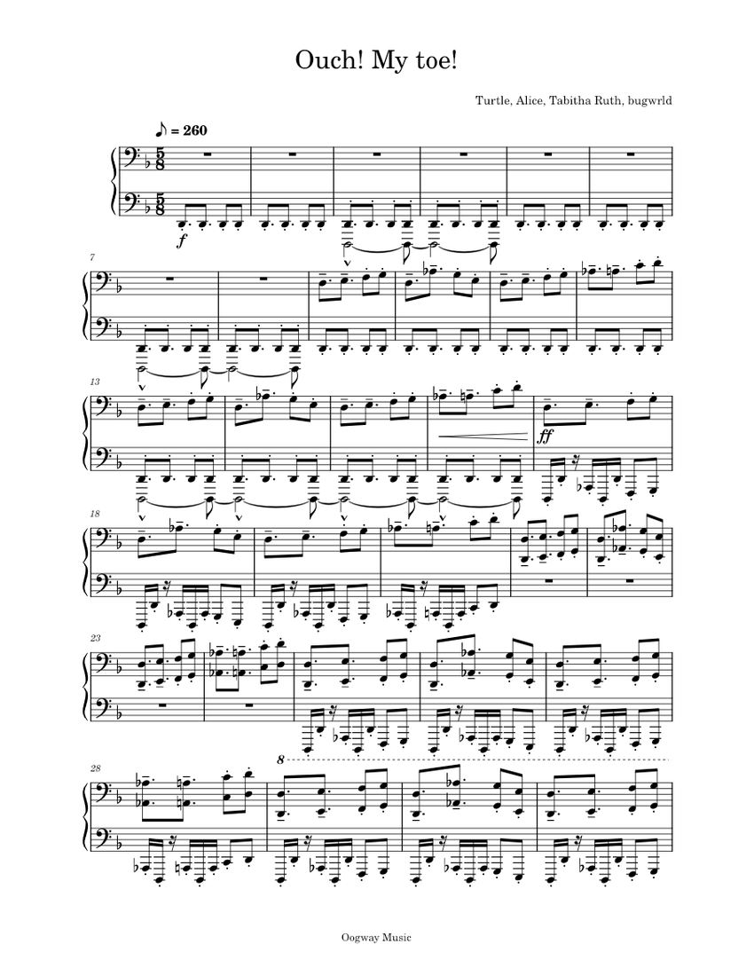 Ouch! My toe! Sheet music for Piano (Solo) Easy | Musescore.com