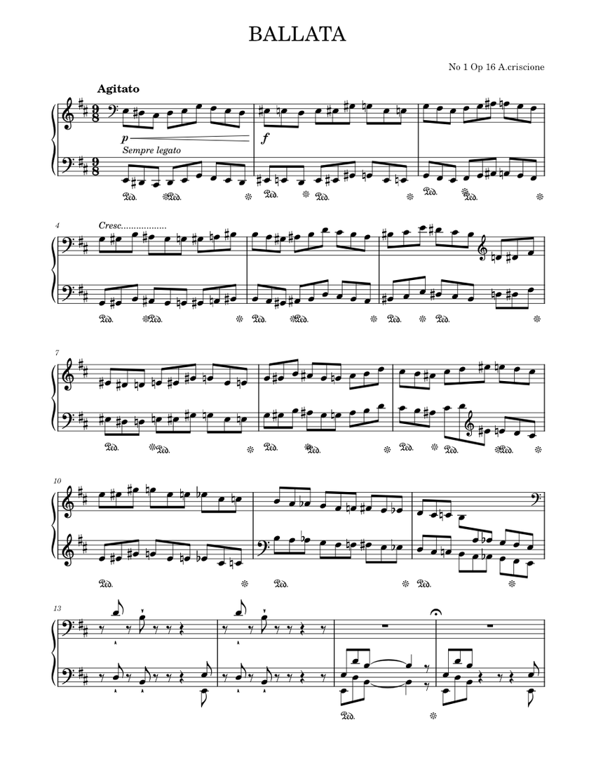 BALLATA No 1 Op 16 In B Minor Sheet music for Piano (Solo) | Musescore.com