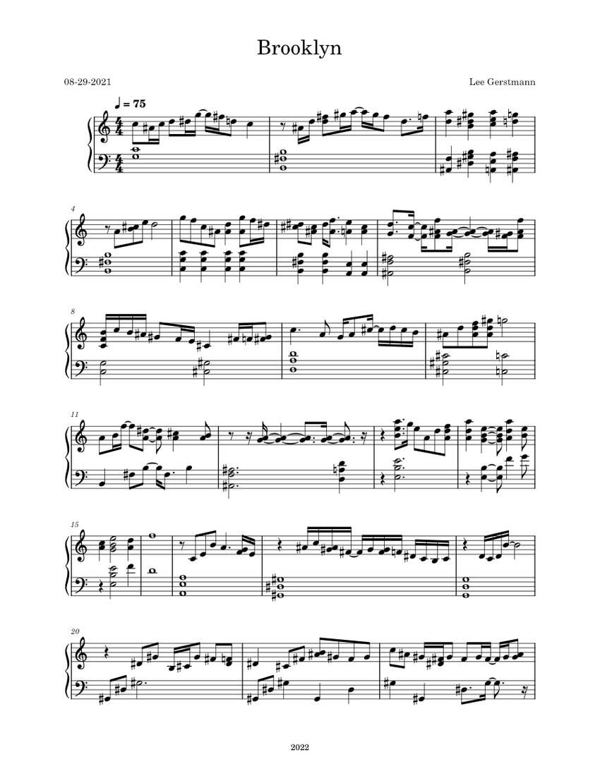 Brooklyn Sheet music for Piano (Solo) | Musescore.com