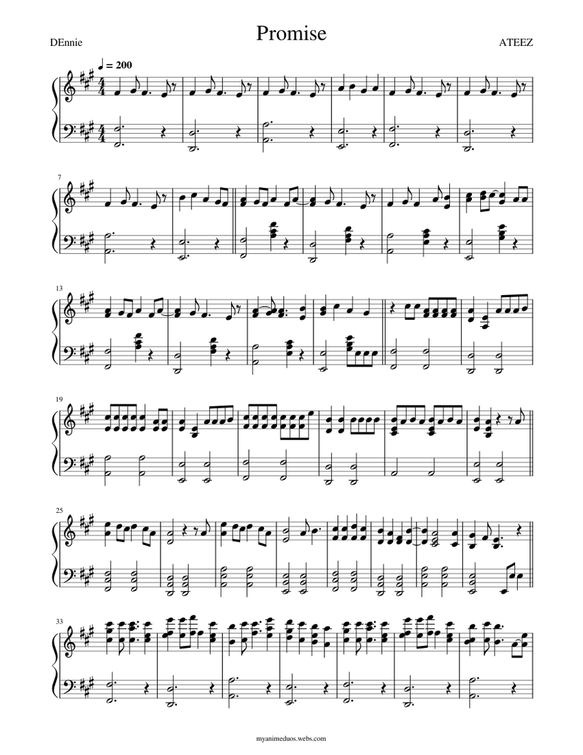ATEEZ (에이티즈) - Promise - Piano Cover Sheet Music for Piano (Solo ...