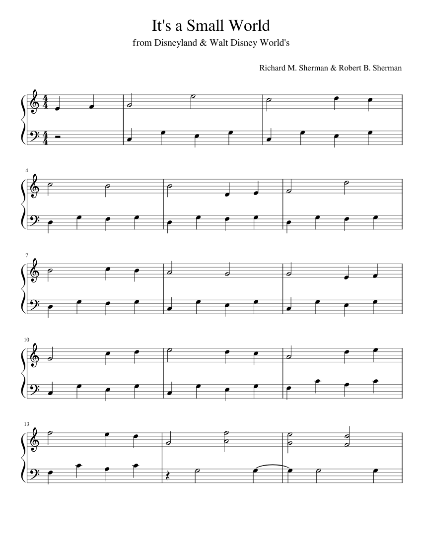 It's_a_Small_World Sheet music for Piano (Solo) Easy | Musescore.com