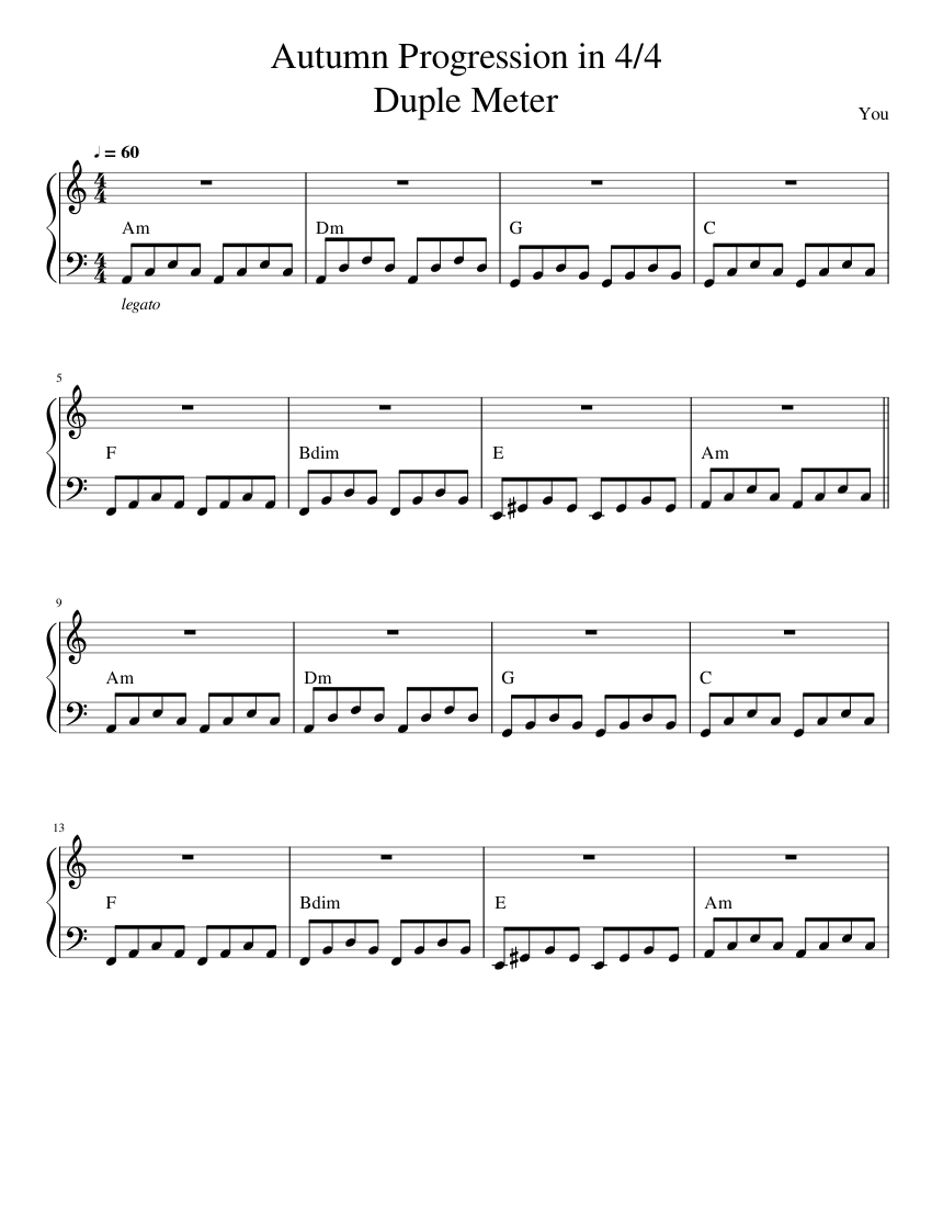 Autumn Progression Duple Meter - piano tutorial