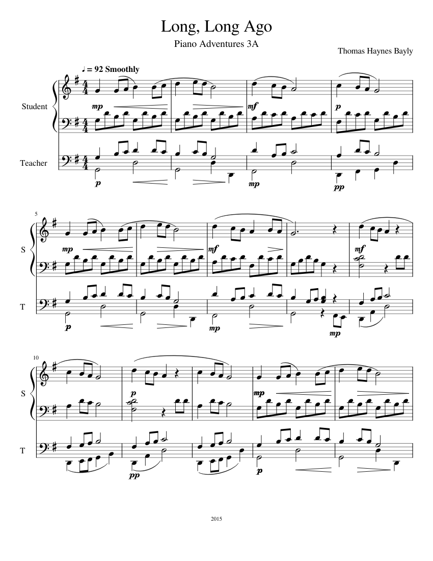 Long, Long Ago Sheet music for Piano (Piano Duo) | Musescore.com