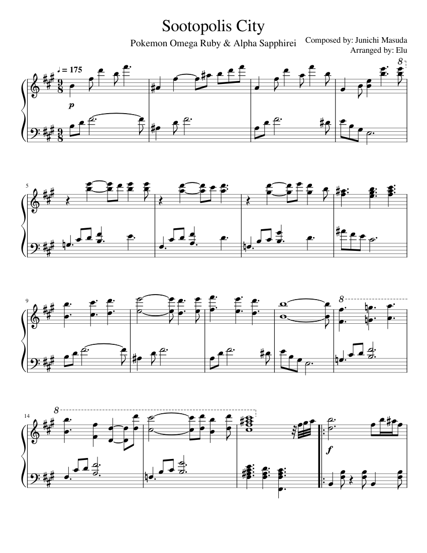 Sootopolis City - Piano Solo Sheet music for Piano (Solo) | Musescore.com
