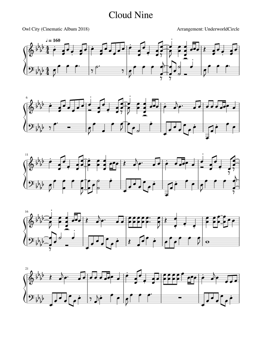 Cloud Nine Sheet Music for Piano (Solo) | MuseScore.com
