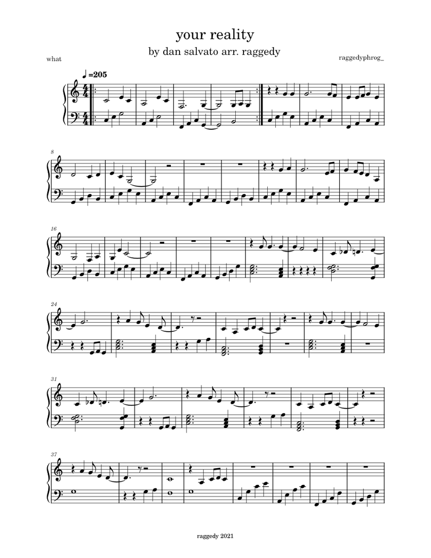 Your reality – Dan Salvato your_reality Sheet music for Piano (Solo ...