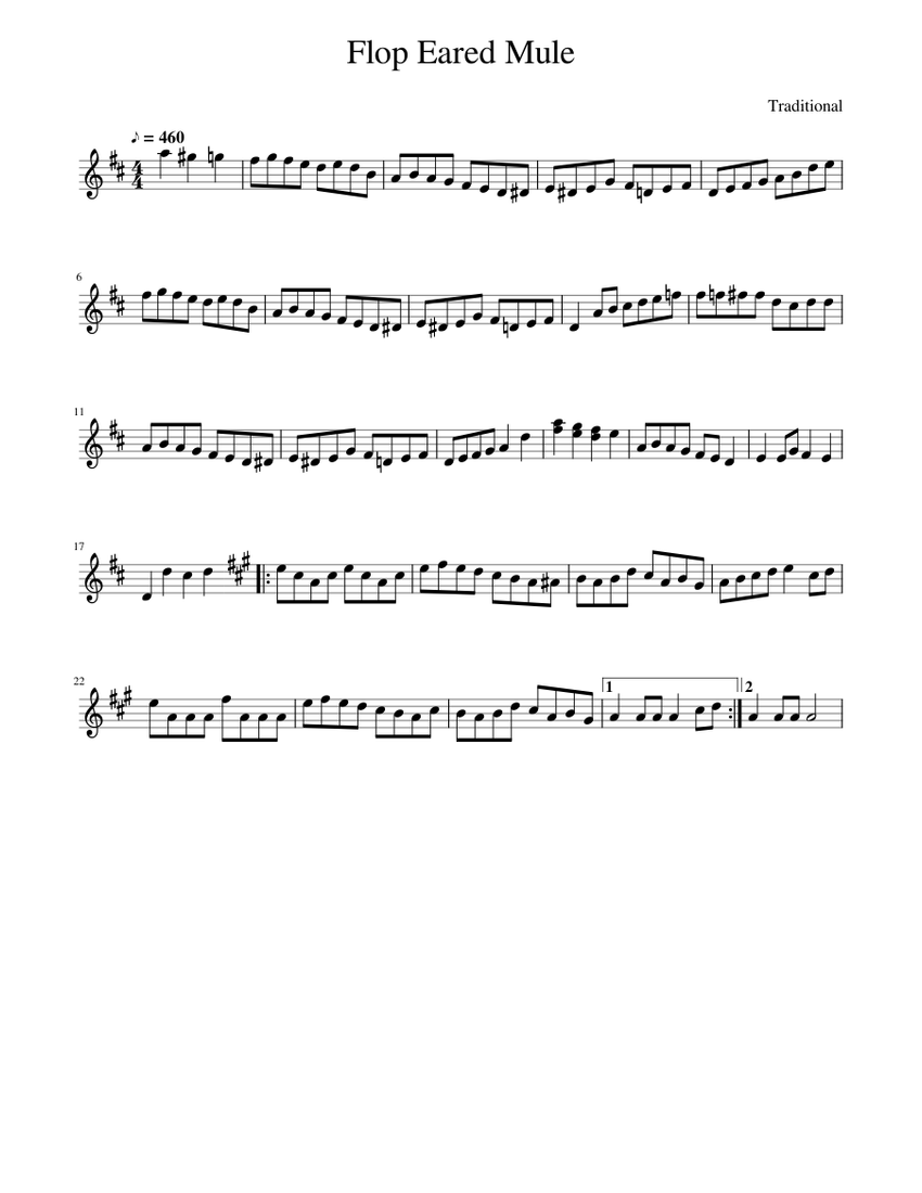 Traditional music - Flop Eared Mule Sheet music for Piano (Solo ...
