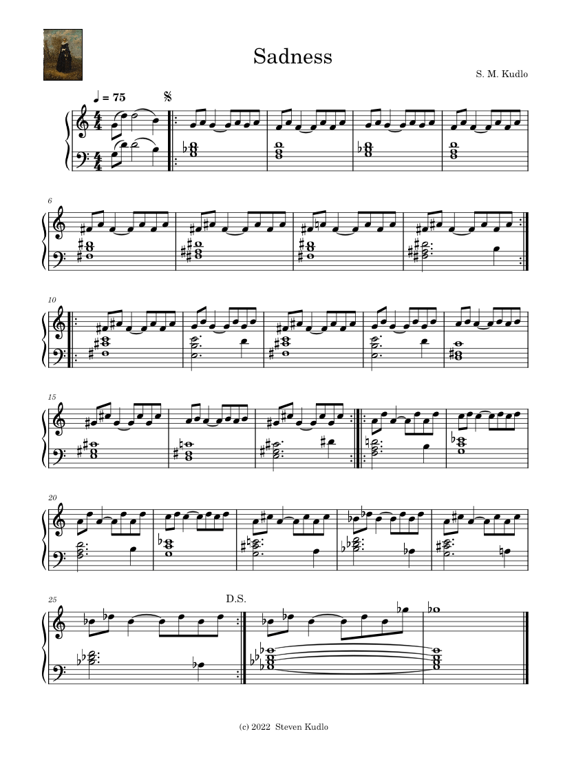 Sadness - Steven Kudlo - piano tutorial