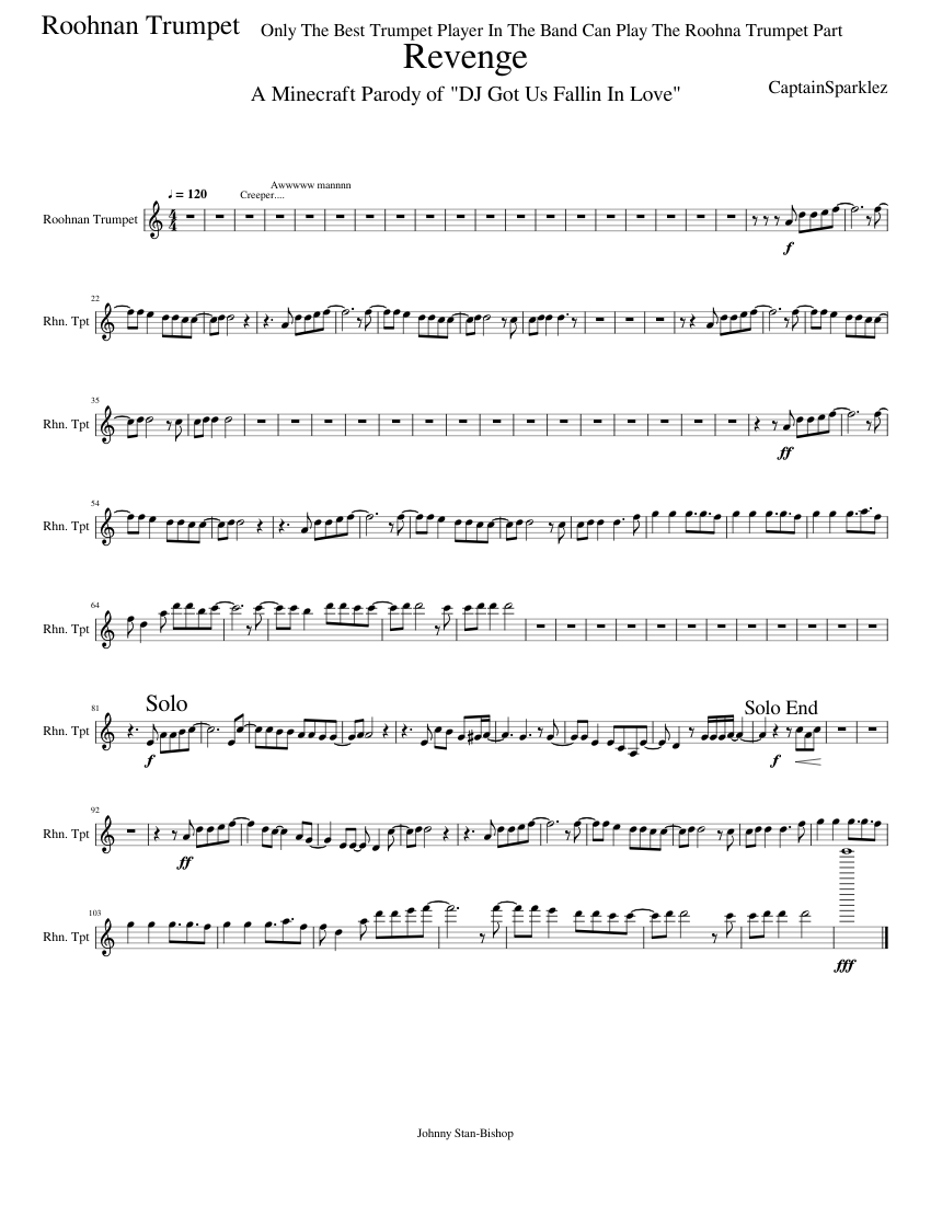 Revenge Minecraft Roohnan Trumpet Sheet music for Trumpet in b-flat ...