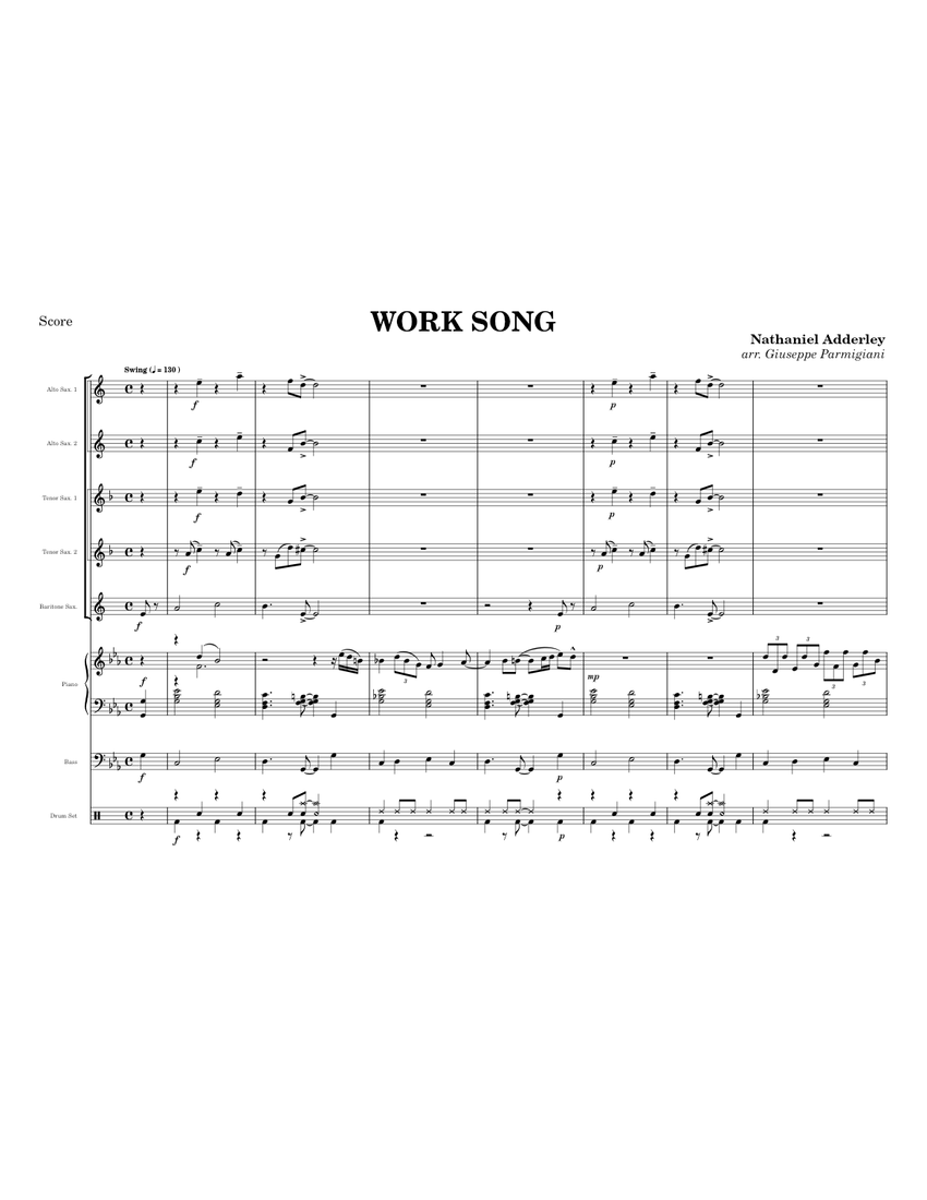 Work Song (Sax Section) Sheet music for Piano, Saxophone alto ...