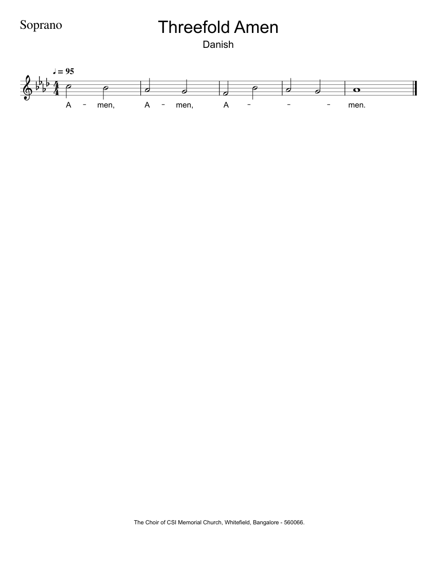 Threefold Amen Danish Soprano Sheet music for Soprano (Solo ...