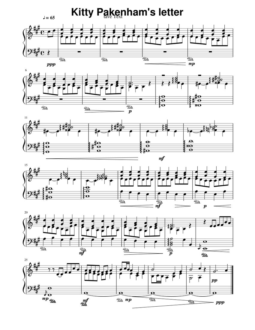 Kitty Pakenham's letter Sheet music for Piano (Solo) Easy | Musescore.com