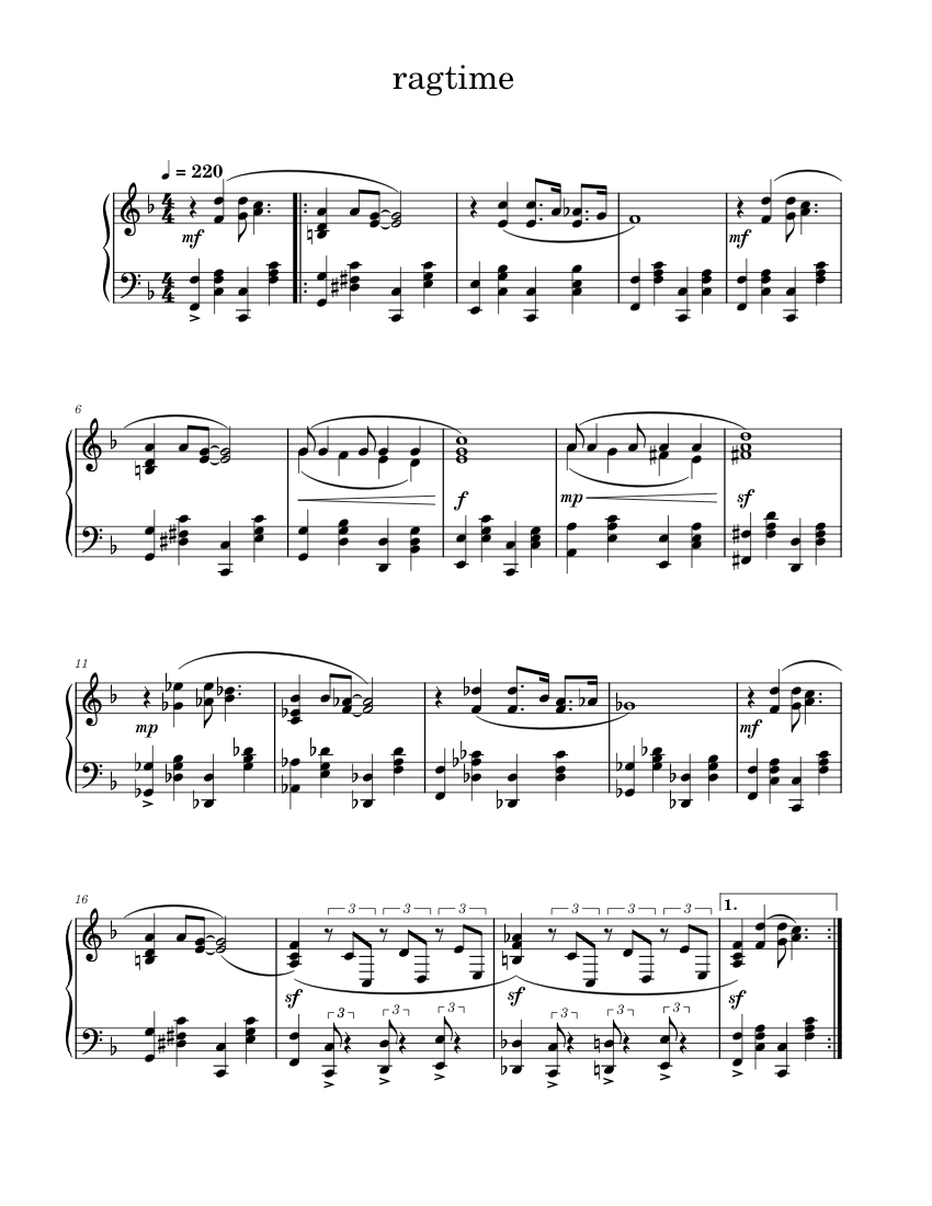 Ragtime Sheet music for Piano (Solo) | Musescore.com