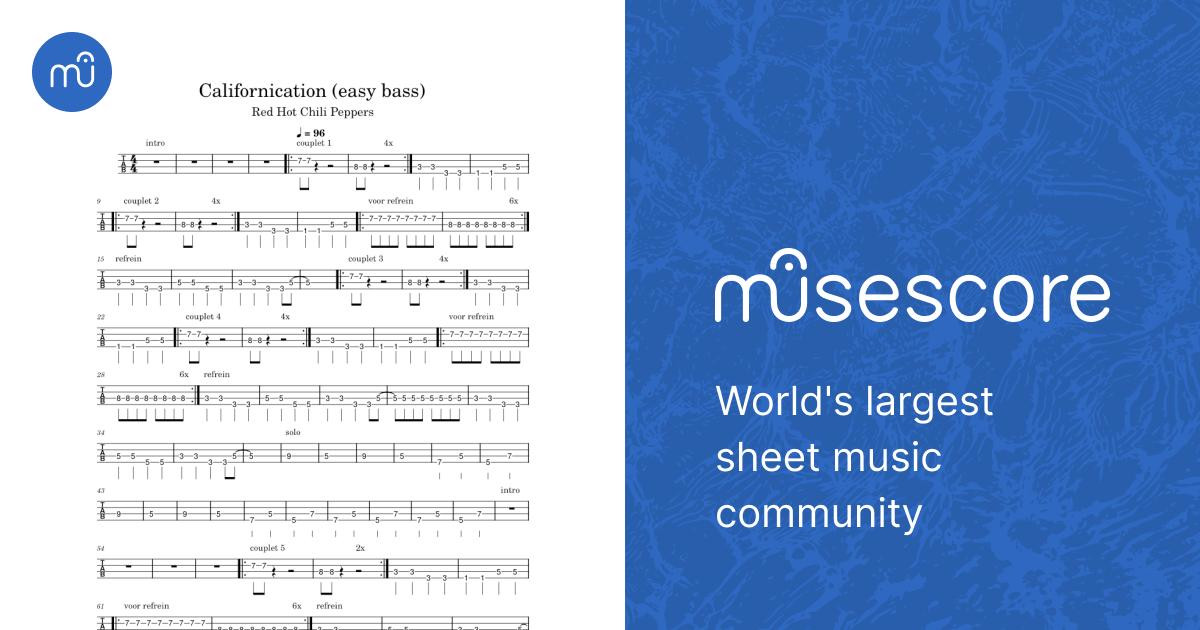 Californication – Red Hot Chili Peppers (easy bass) Sheet music for ...