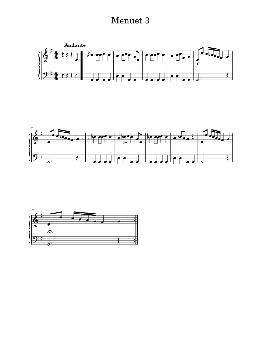 Menuet 3 Sheet music for Harpsichord (Solo) | Musescore.com
