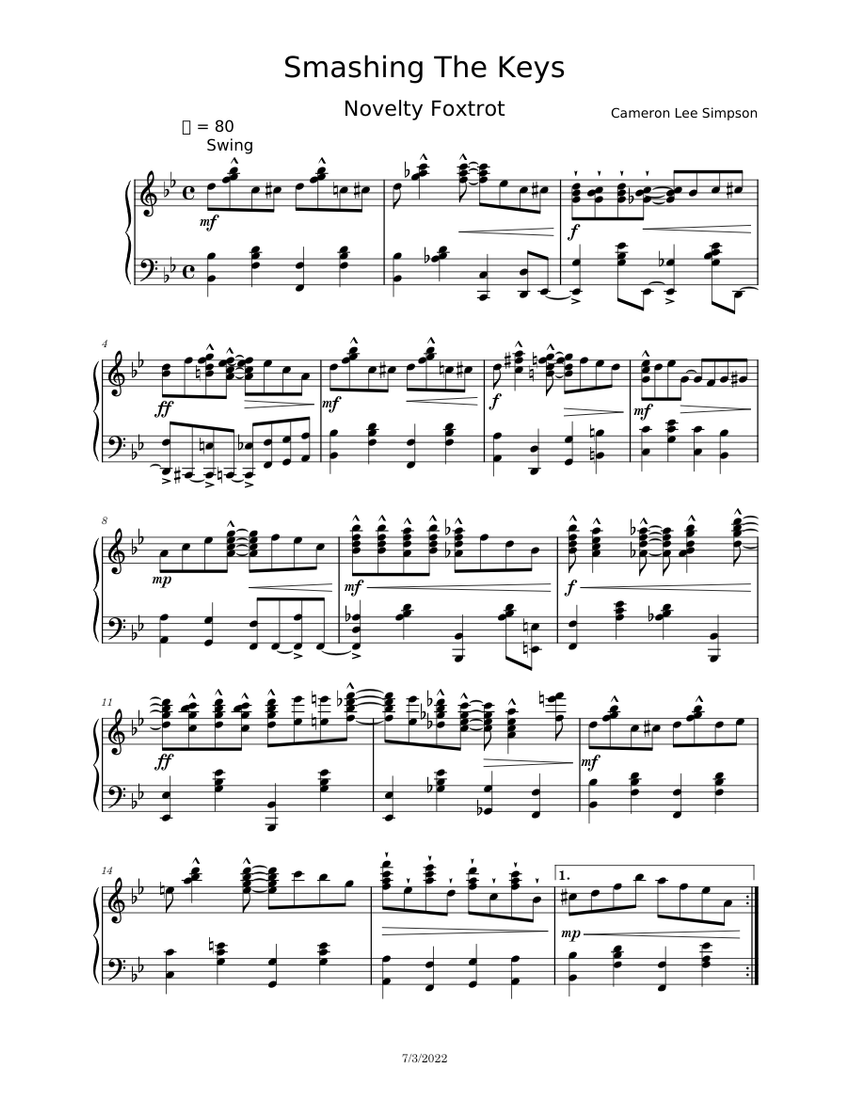 Smashing The Keys Sheet music for Piano (Solo) | Musescore.com