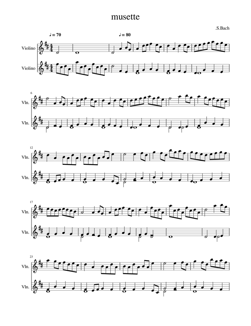 musette Sheet music for Violin (String Duet) | Musescore.com