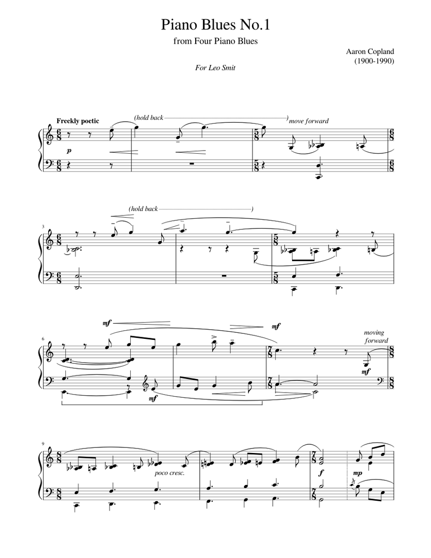 Copland - Piano Blues No 1 Sheet music for Piano (Solo) | Musescore.com