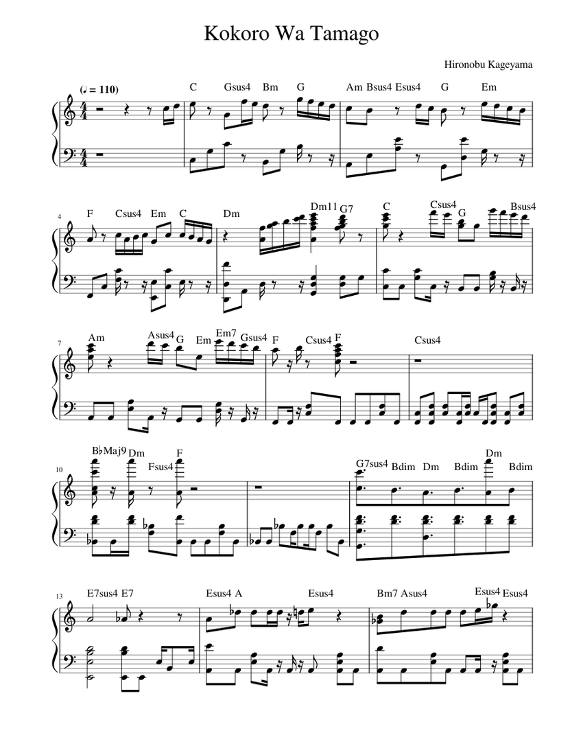 Kokoro Wa Tamago Sheet music for Piano (Solo) | Musescore.com