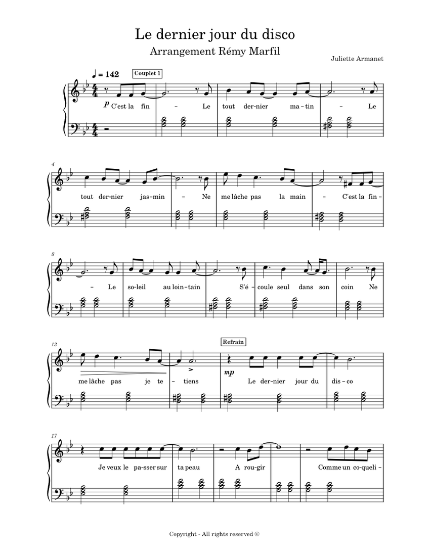 Le dernier jour du disco – Juliette Armanet - piano tutorial