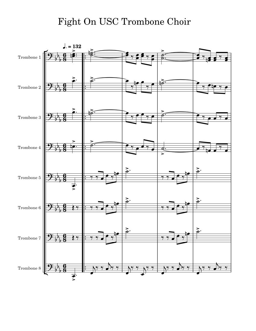 Fight On USC Trombone Choir Sheet Music for Trombone (Brass Ensemble ...