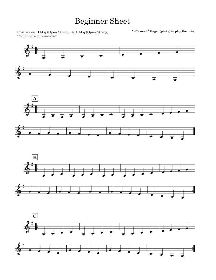 Beginner Sheet Sheet music for Violin (Solo) | Musescore.com